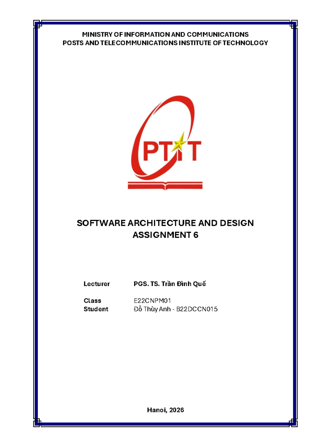E22CNPM01 Software Architecture & Design Assignment 06: Microservices ...