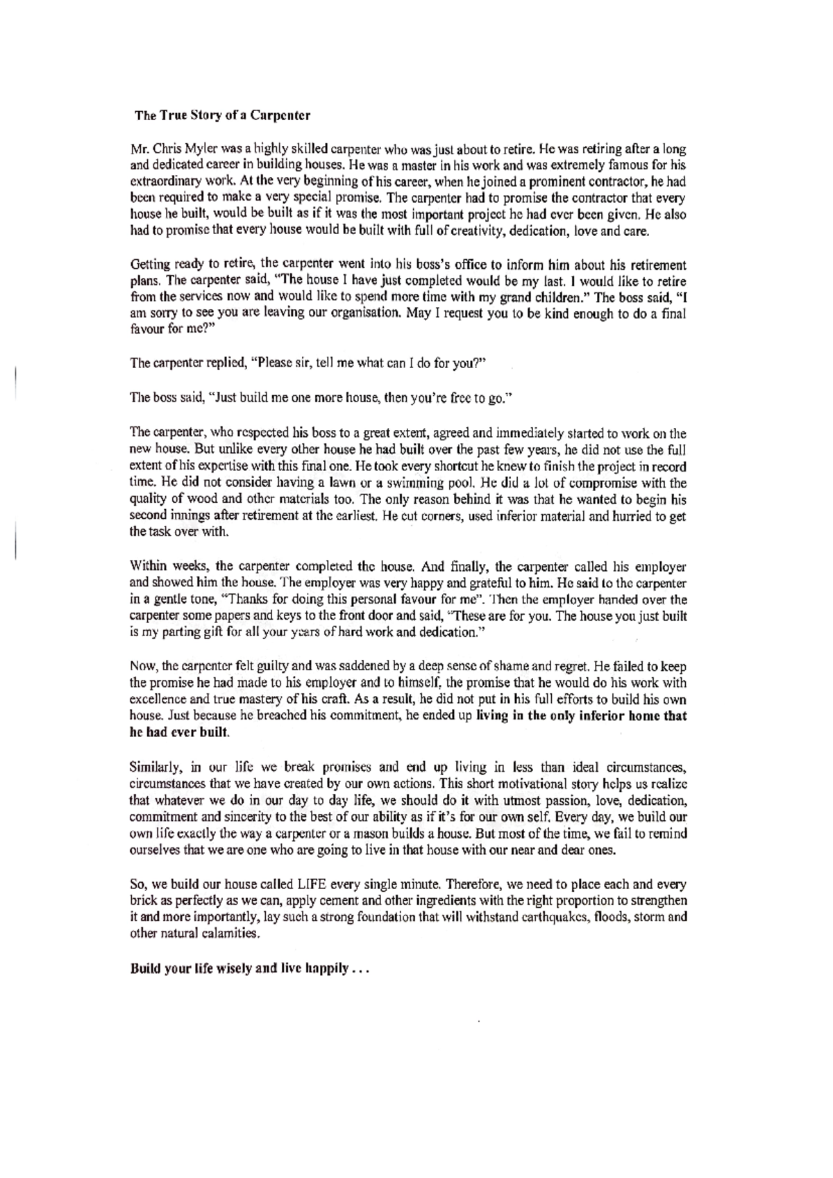 Soft Skills - Evaluation 1 - The True Story of a Carpenter Mr. Chris ...