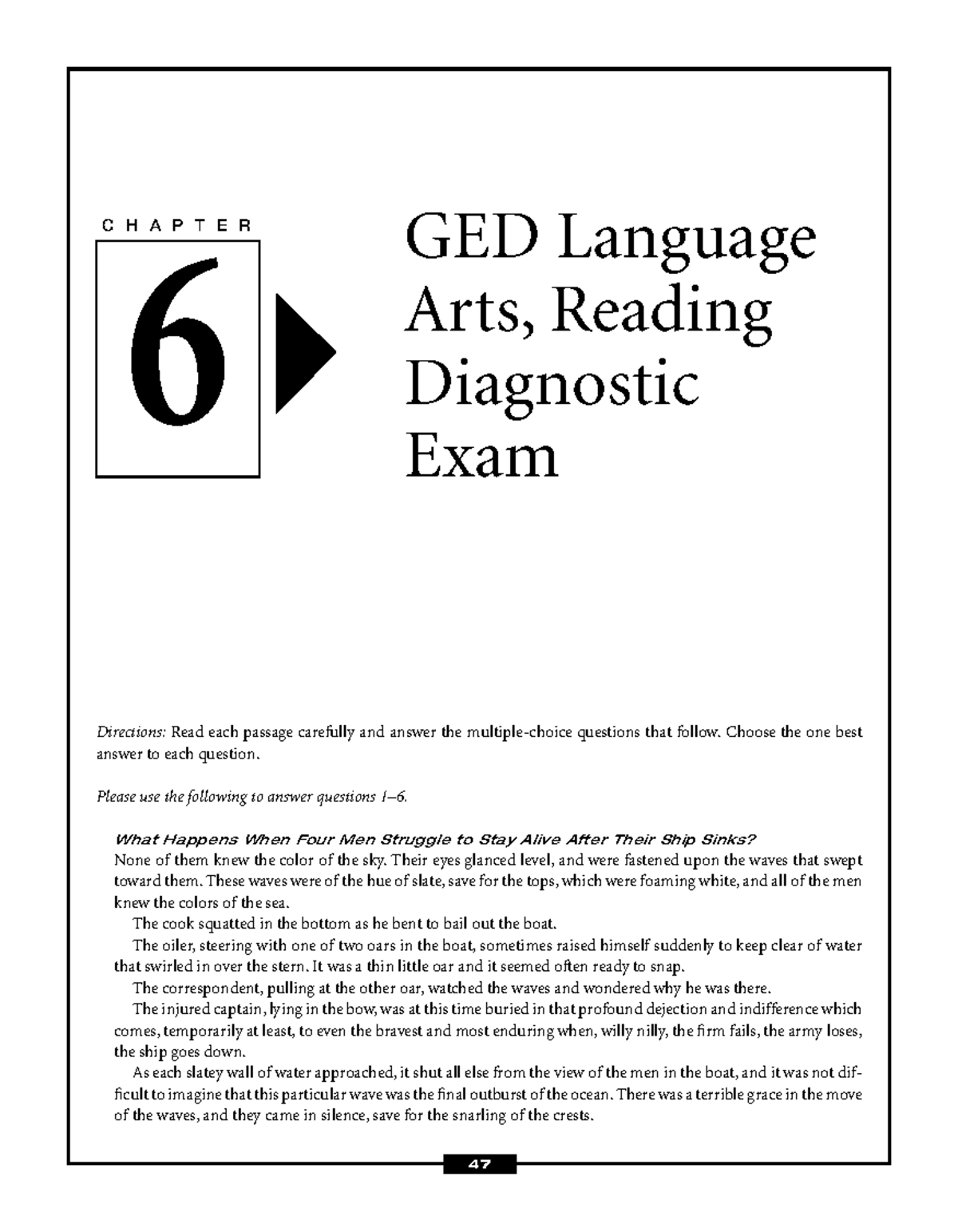 RLA 6: GED Language Arts Reading Diagnostic Exam Insights - Studocu