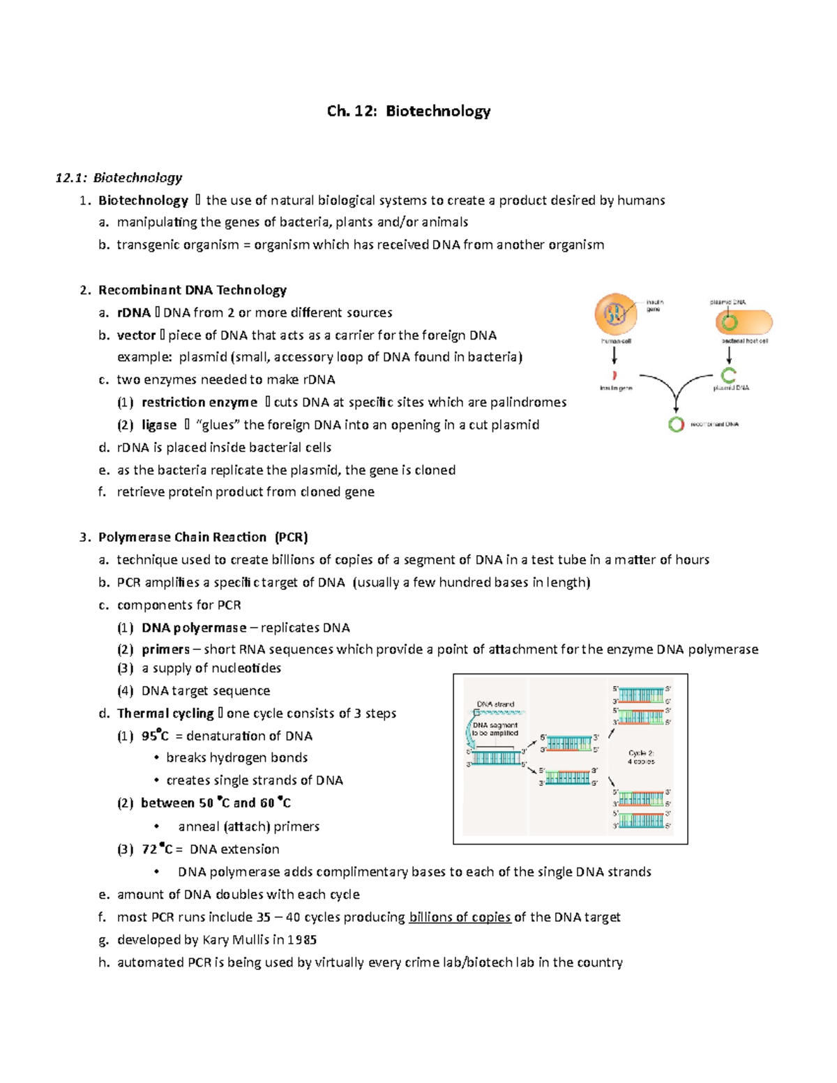 Ch 12 Biotechnology - Ch. 12: Biotechnology 12: Biotechnology 1 ...