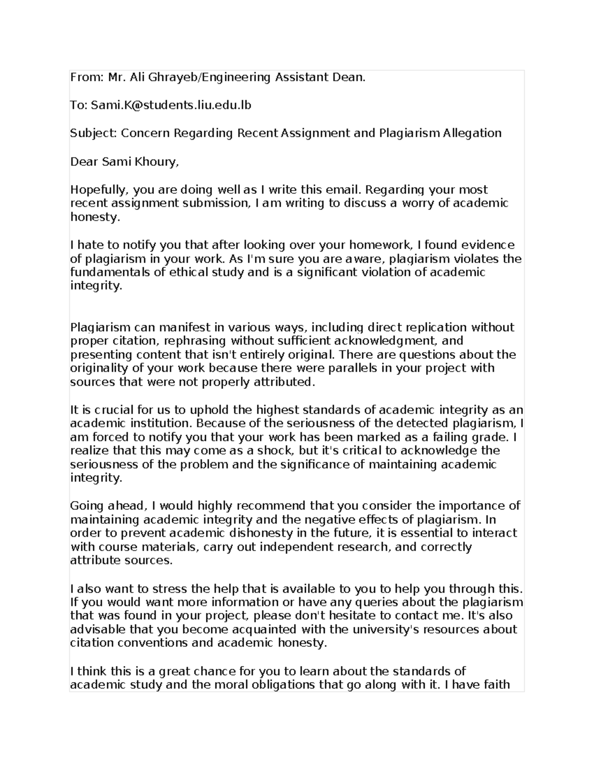 ENG123321 - Academic Integrity Concerns: Plagiarism Notification - Studocu