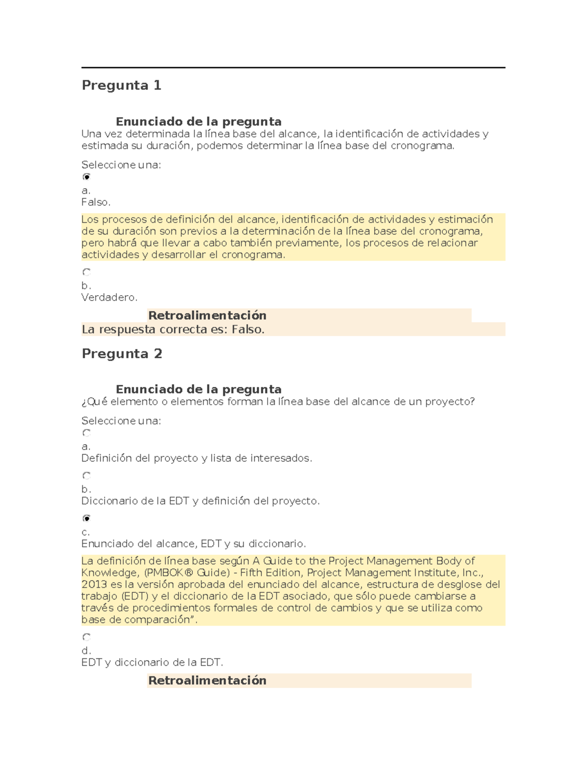 Evaluación C3 - Preguntas de Seguimiento de Proyectos - Studocu