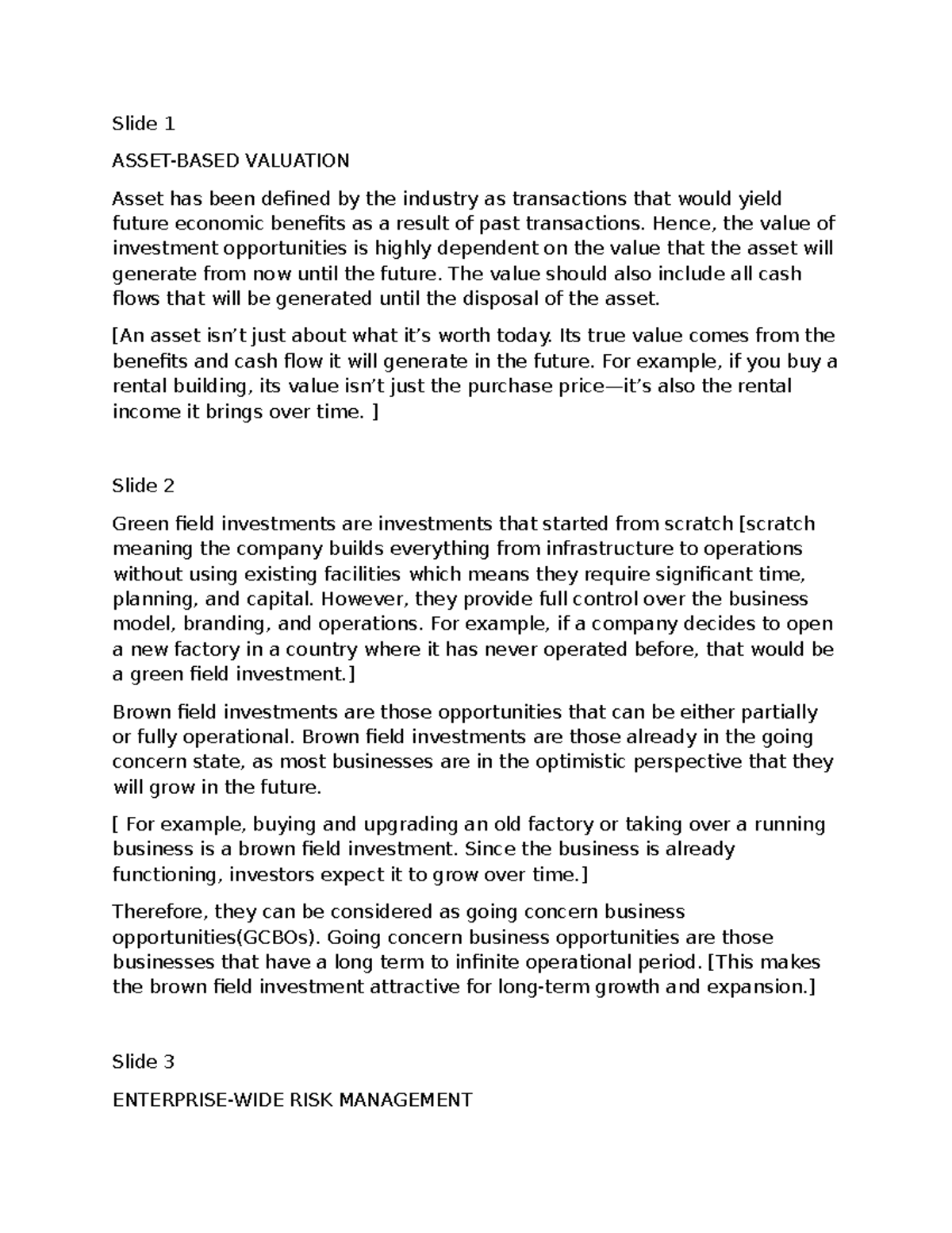 Script - reporting - Slide 1 ASSET-BASED VALUATION Asset has been ...