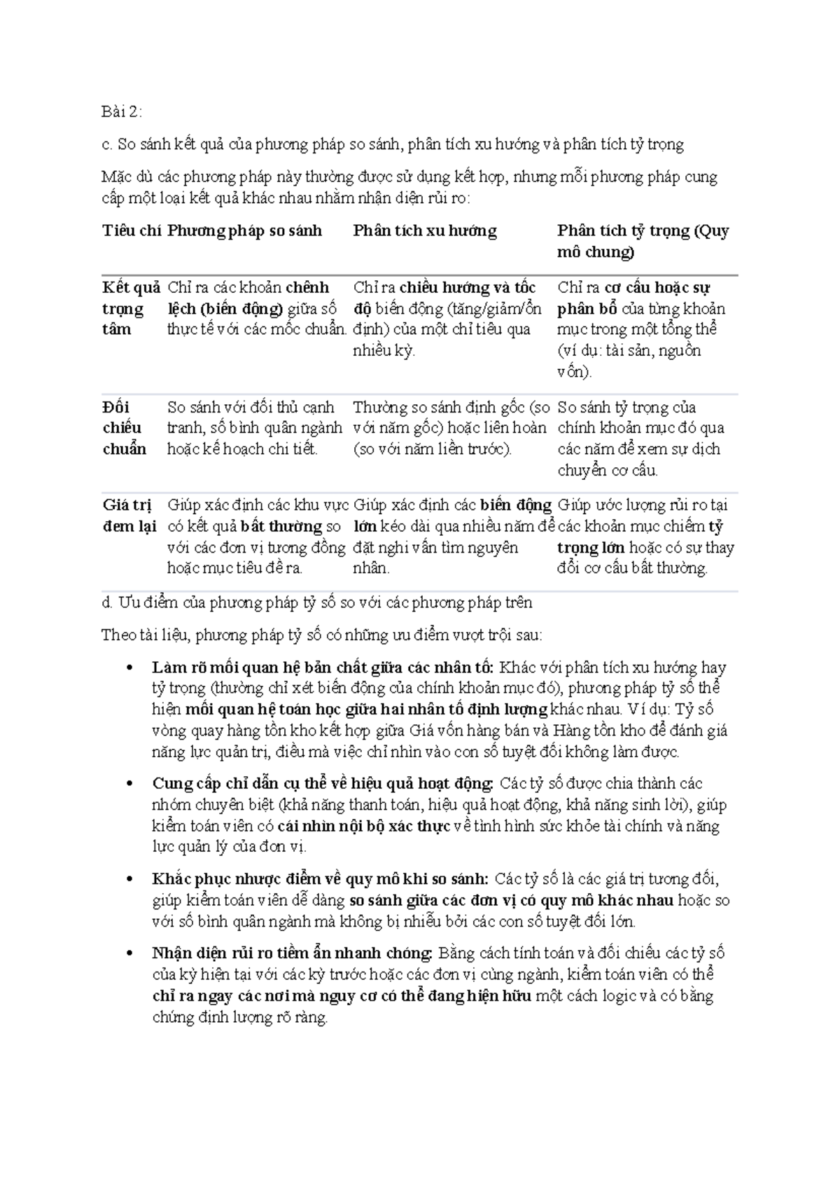 So sánh và Phân Tích Kết Quả Phương Pháp So Sánh và Tỷ Trọng - Kiem ...