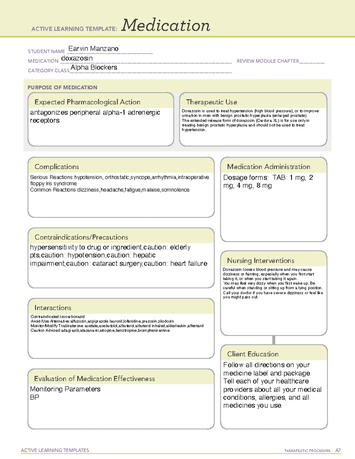 #125 (Pioglitazone) - ATI Active Learning Template for Meds - Studocu