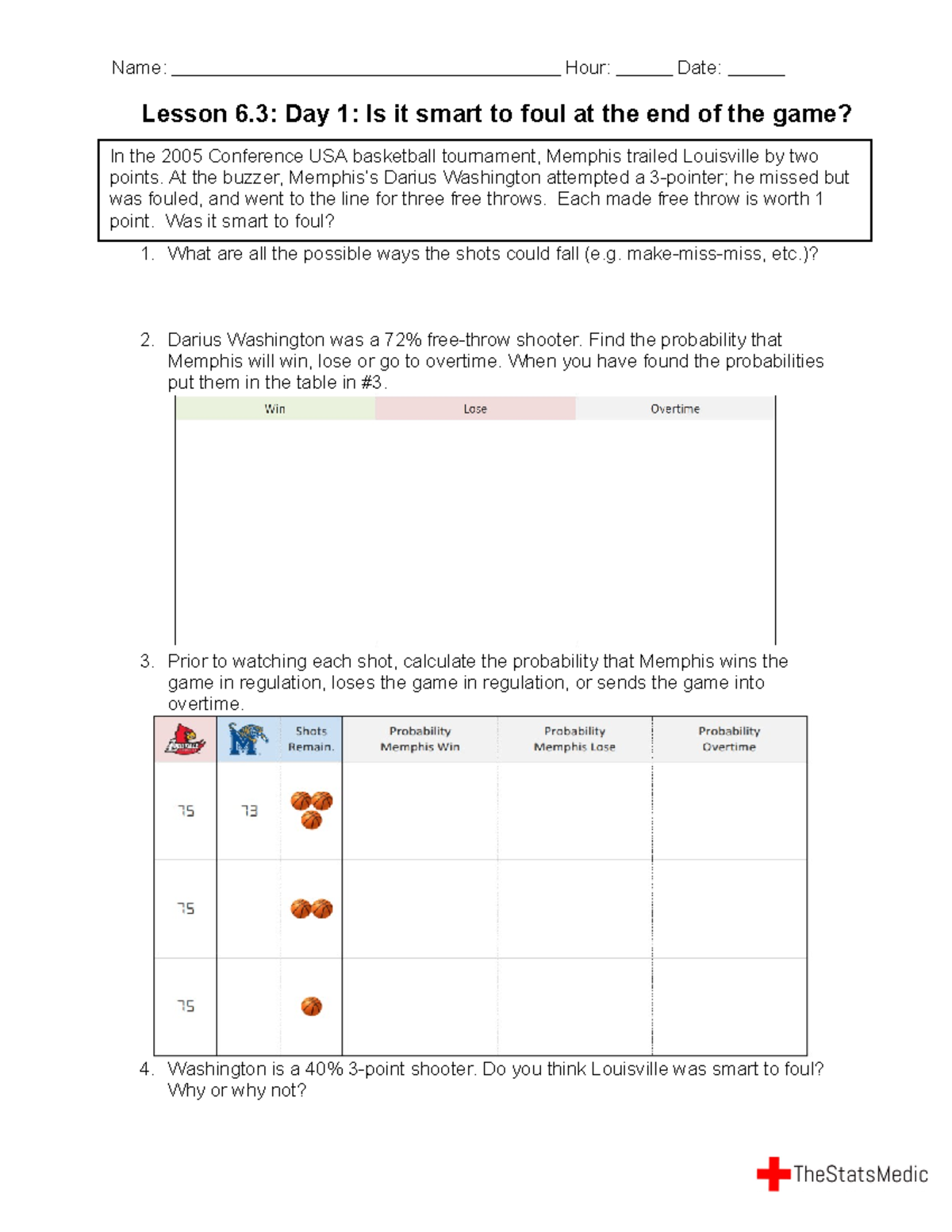 AP Stats - Lesson 6.3 Day 1: Analyzing Game Fouls & Binomial Variables ...