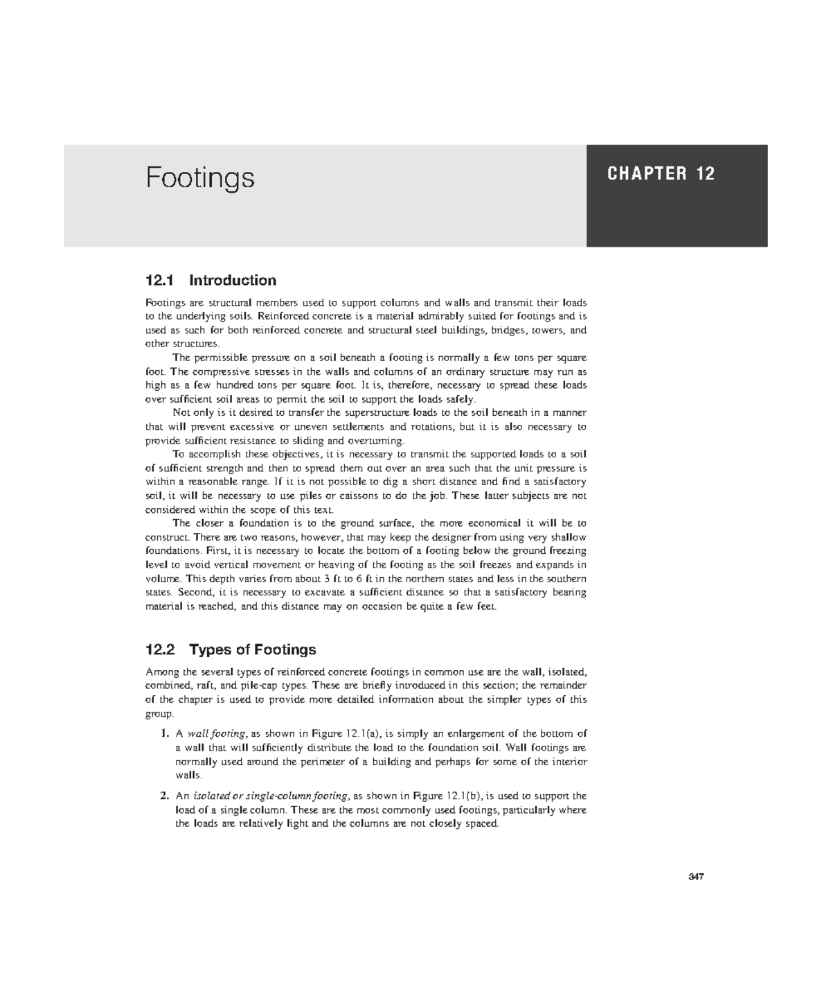 RM1 - Footing - Lecture notes 1 - CHAPTER 12 Footings 12 Introduction ...