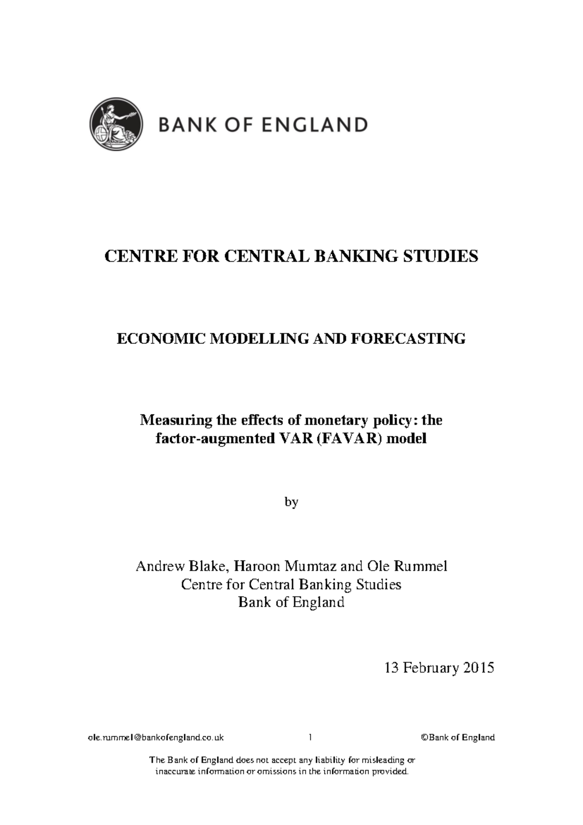 FAVAR Model Application with EViews: Economic Forecasting Notes - Studocu