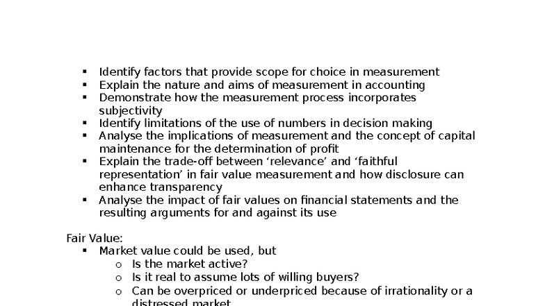 Topic 3 Lecture Notes: Measurement in Accounting and Fair Value ...