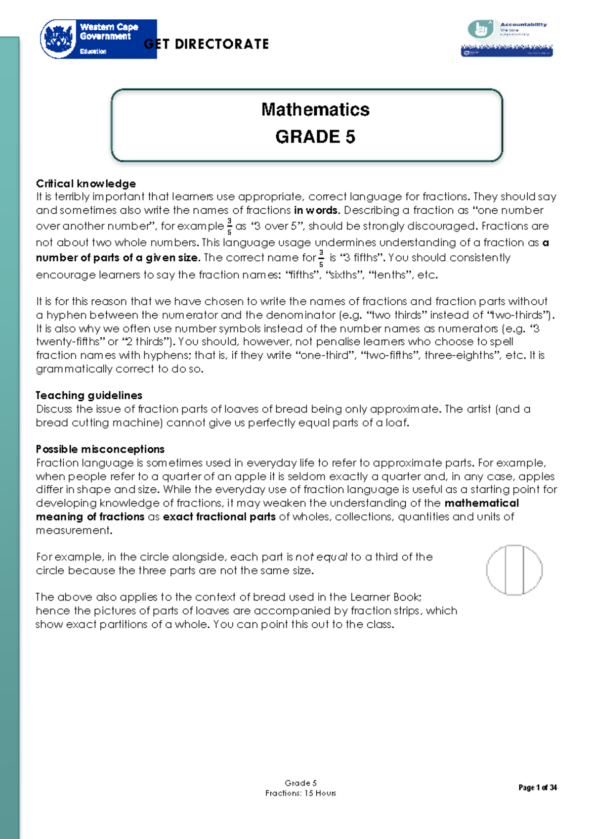 Grade 5 Mathematics: Common Fractions Study Guide (Weeks 1-3) - Studocu
