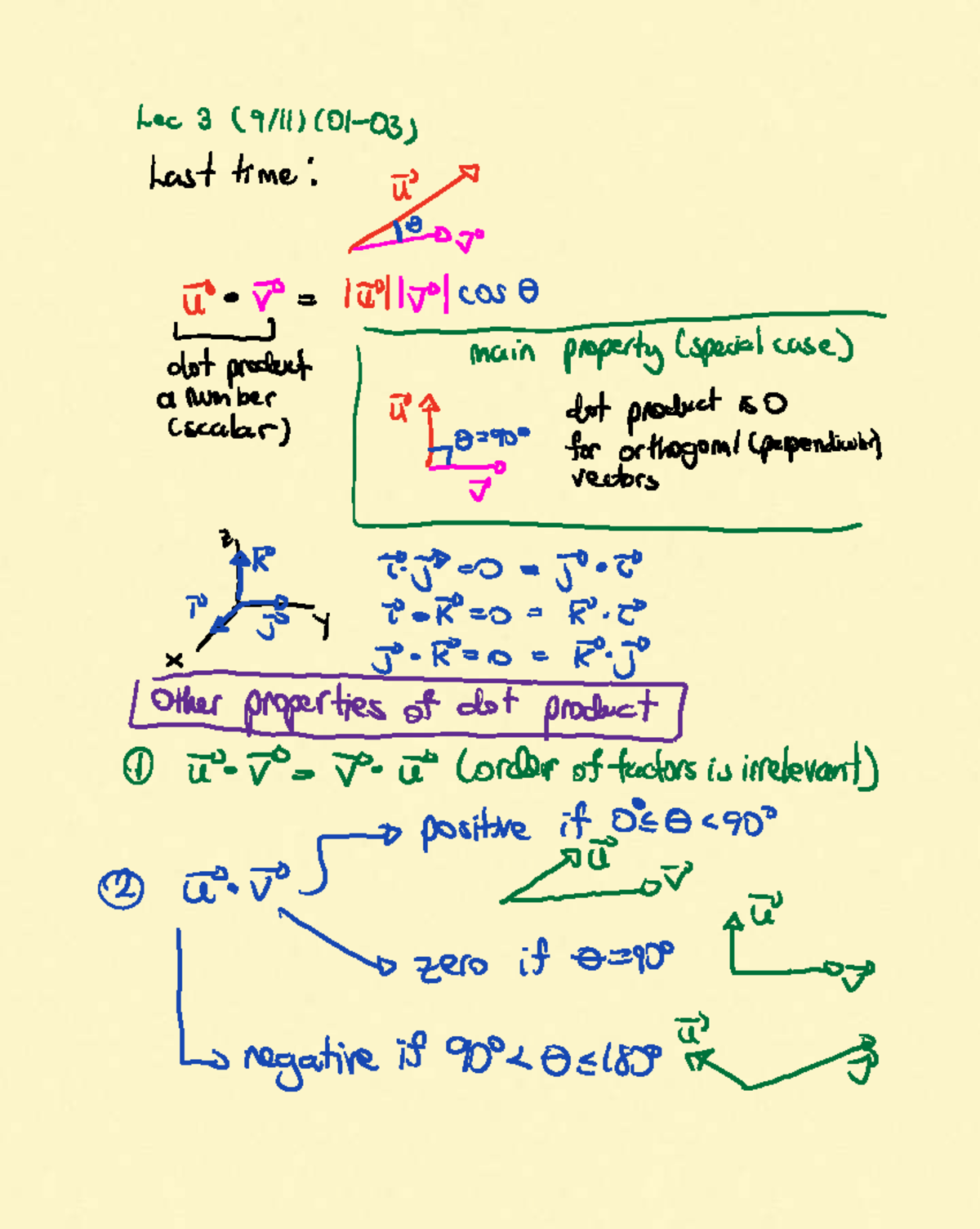 Lec 3: Dot and Cross Product Properties - FA25 01-03 - Studocu