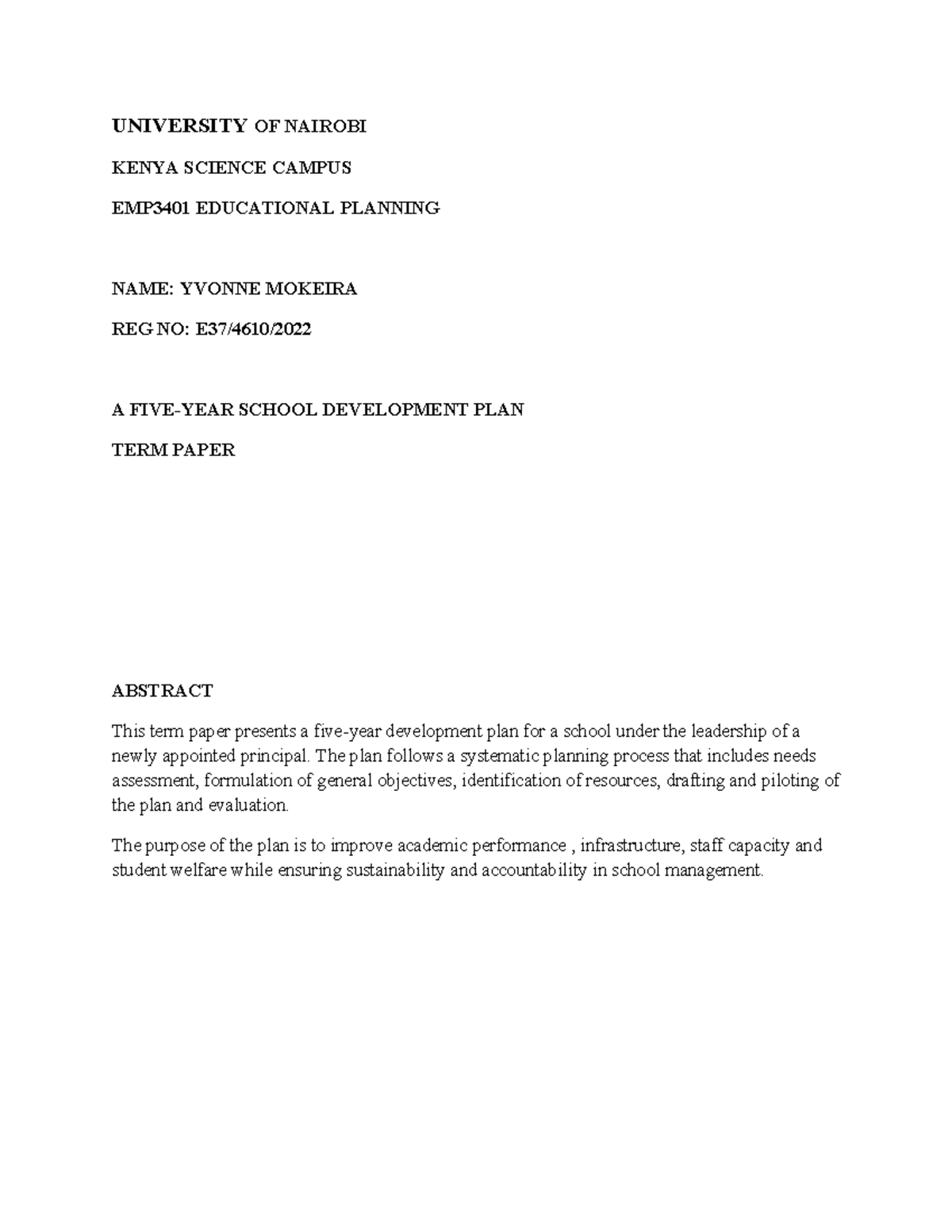 TERM Paper - Revesion materials for exam preparation - UNIVERSITY OF ...