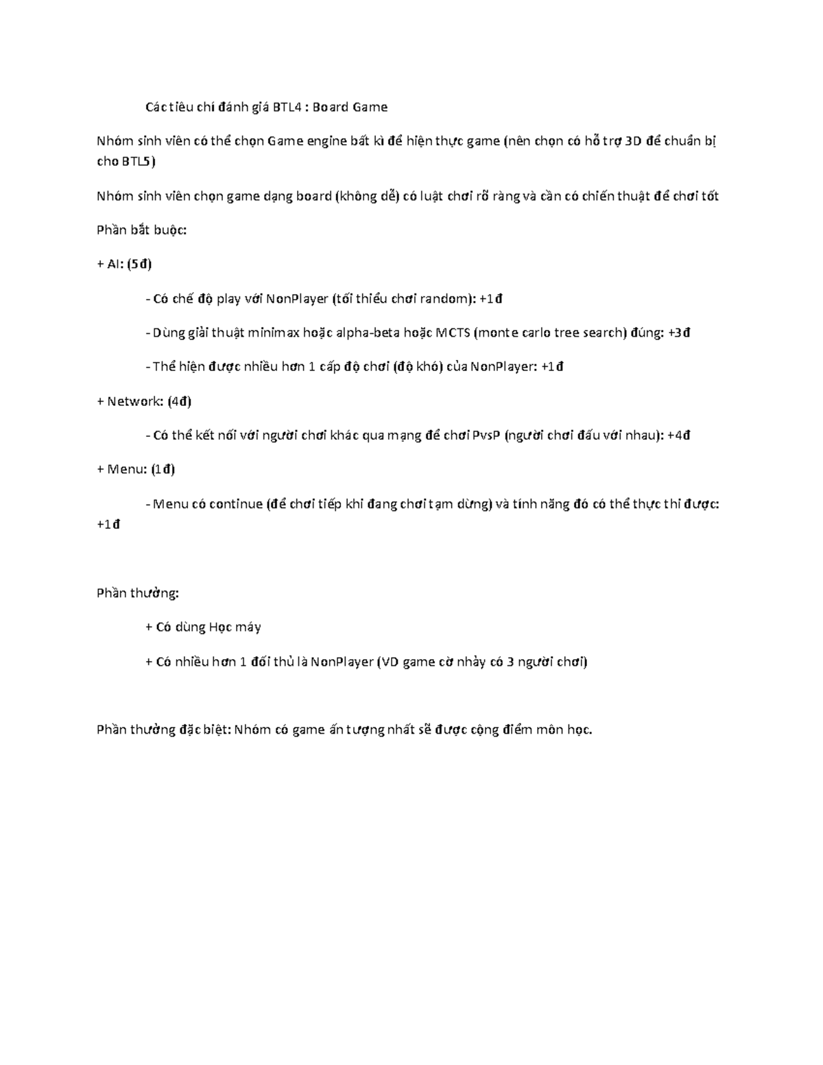 A4 - BTL4 Board Game Project Criteria and Requirements - Studocu