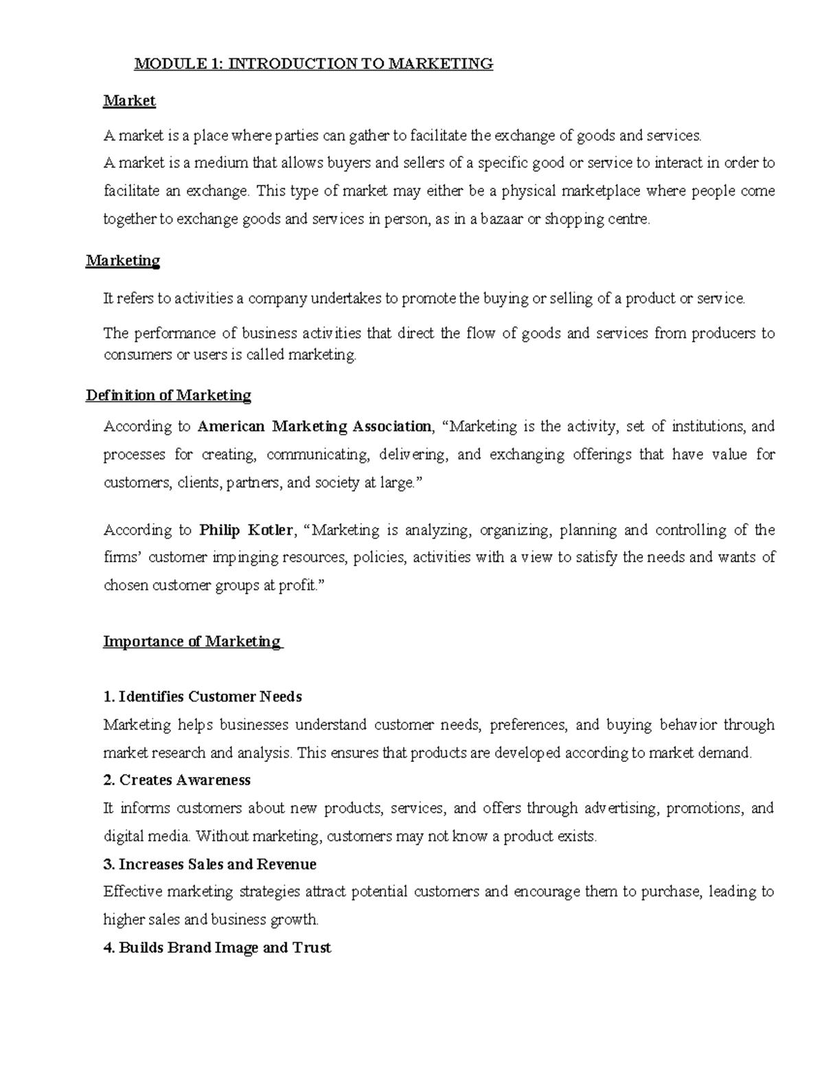 Module 1: Introduction to Marketing - Study Materials - Studocu
