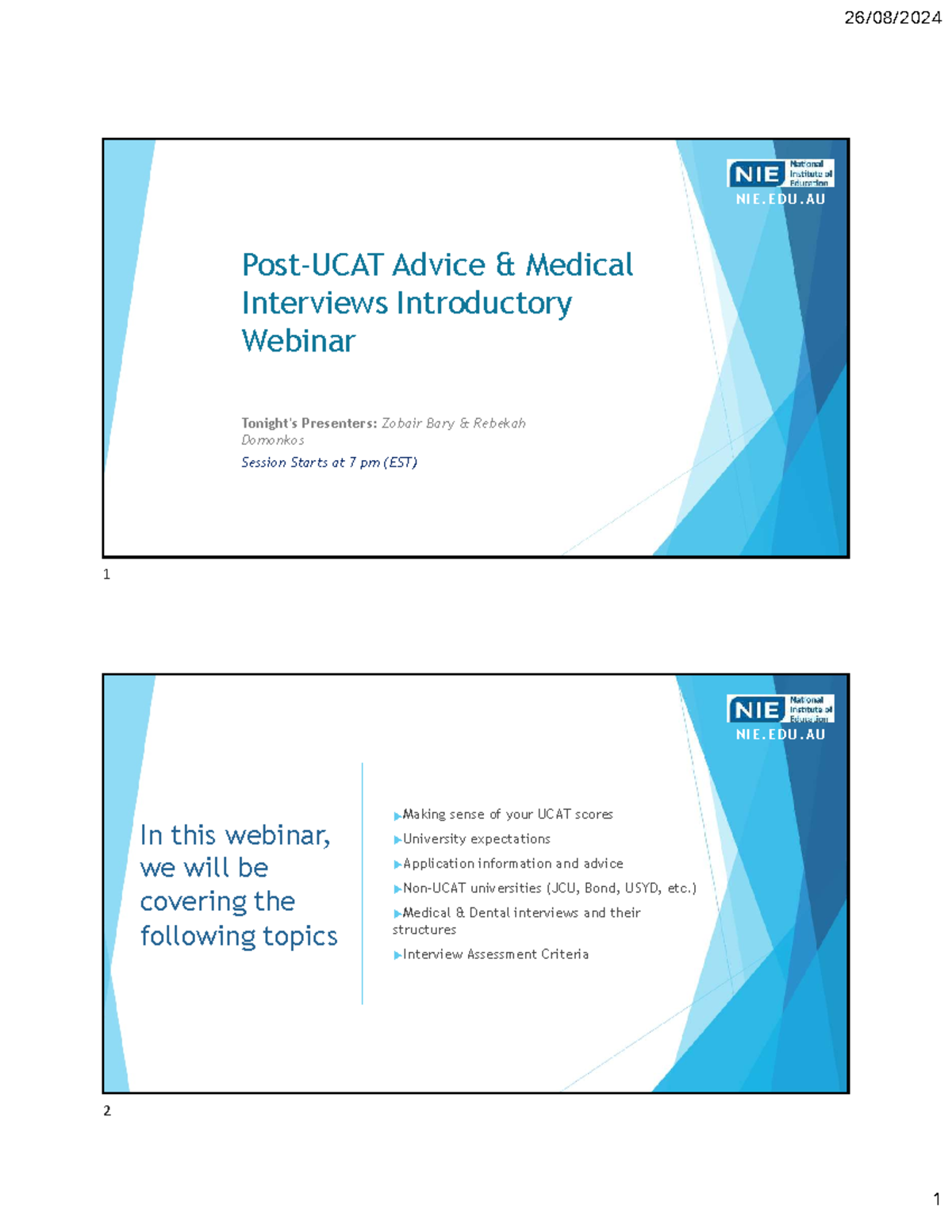 Post UCAT Seminar 2024: Essential Notes for Medical Interviews - Studocu