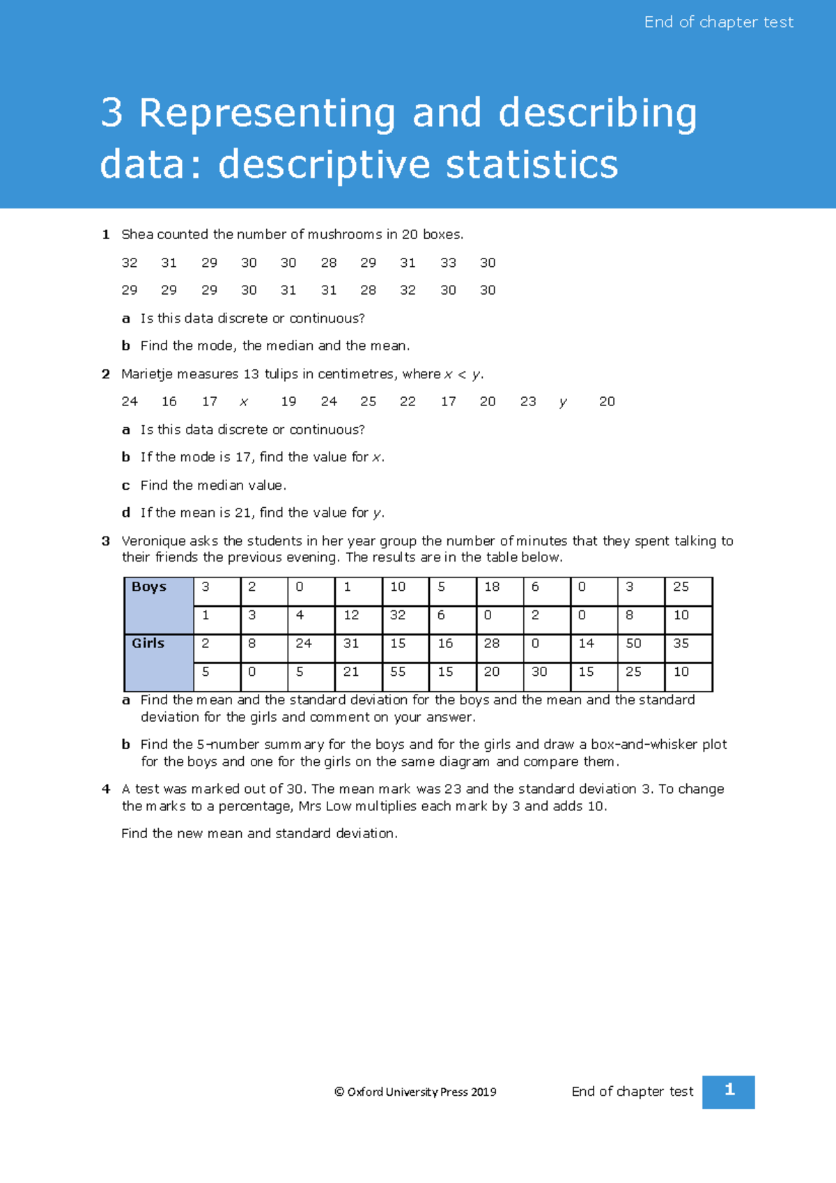 End of Chapter Test 3: Representing & Describing Data - Descriptive ...