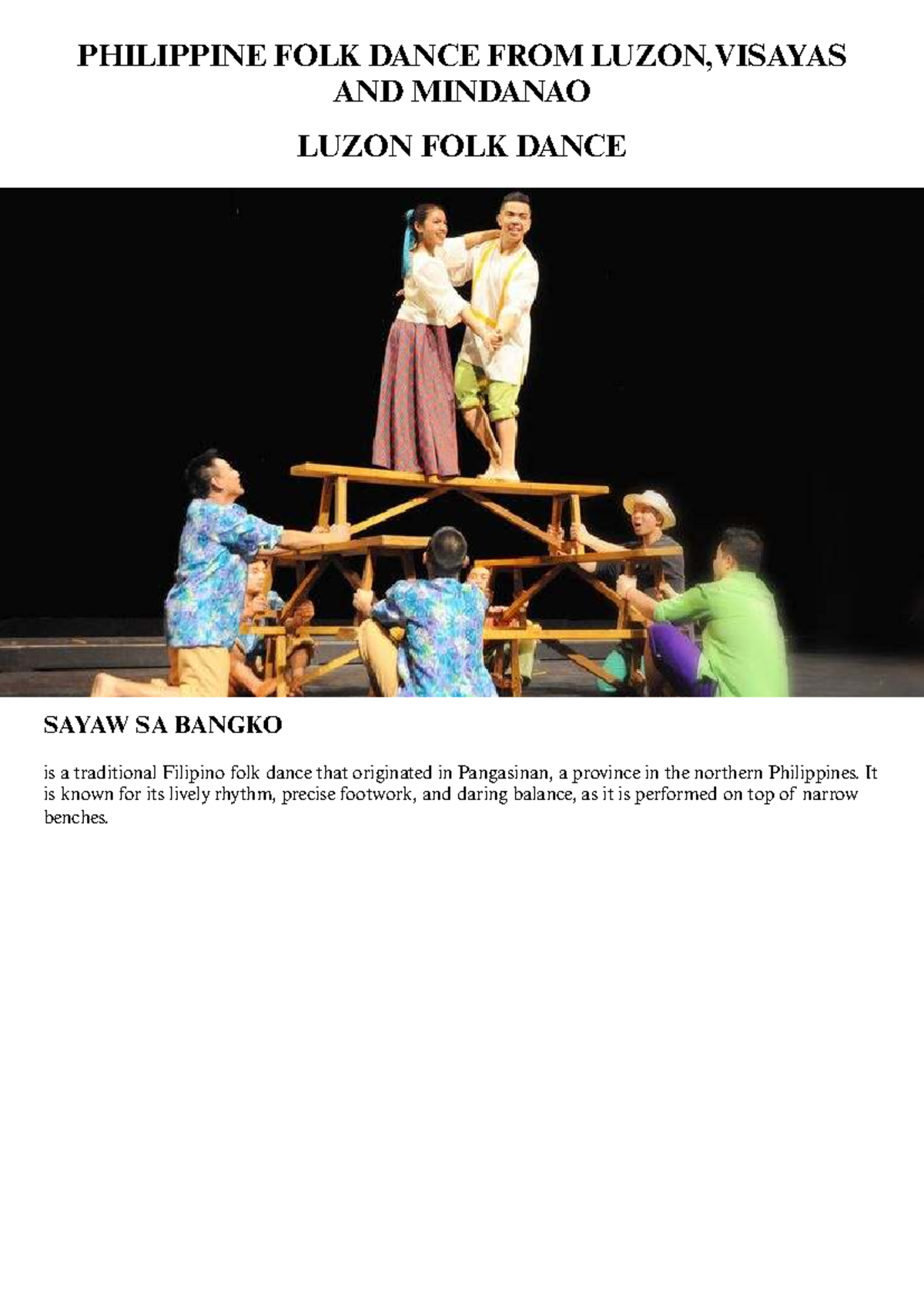 PHILIPPINE FOLK DANCES: LUZON, VISAYAS & MINDANAO OVERVIEW - Studocu