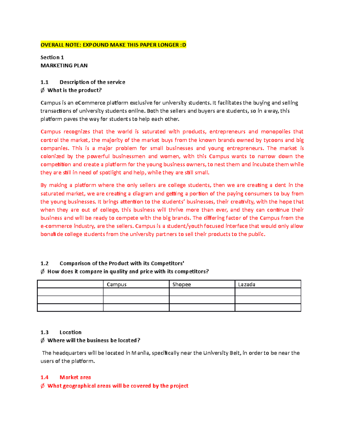 CHAPTER 3: MARKETING PLAN FOR ENTREPRENEURIAL BUSINESS PLAN - Studocu