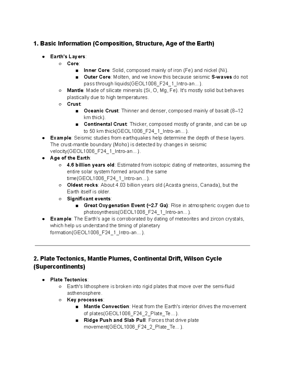 Geo 101 Midterm Study Guide: Earth Layers, Plate Tectonics & Minerals ...