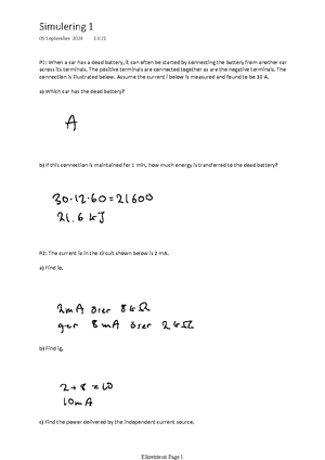 Elkrets simulering 3 - Förberedande uppgifter - P1: Find i L (in microamperes) in the circuit in ...