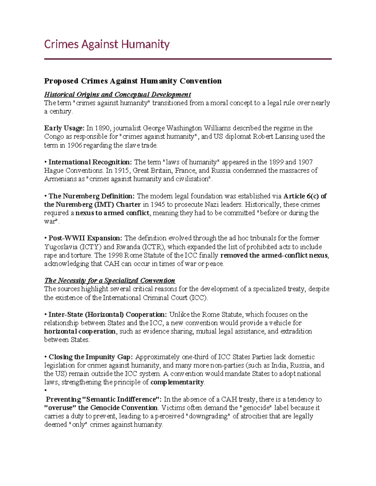 Proposed Crimes Against Humanity Convention: Historical Origins ...