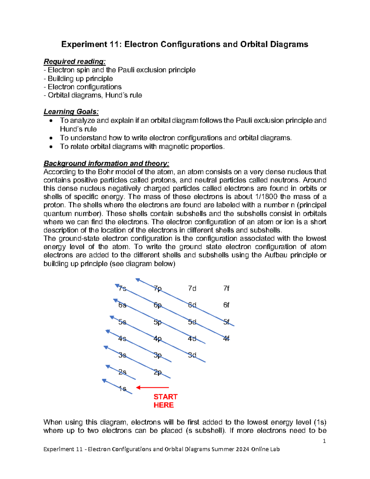 Experiment 11: Analyzing Electron Configs & Orbital Diagrams - Studocu
