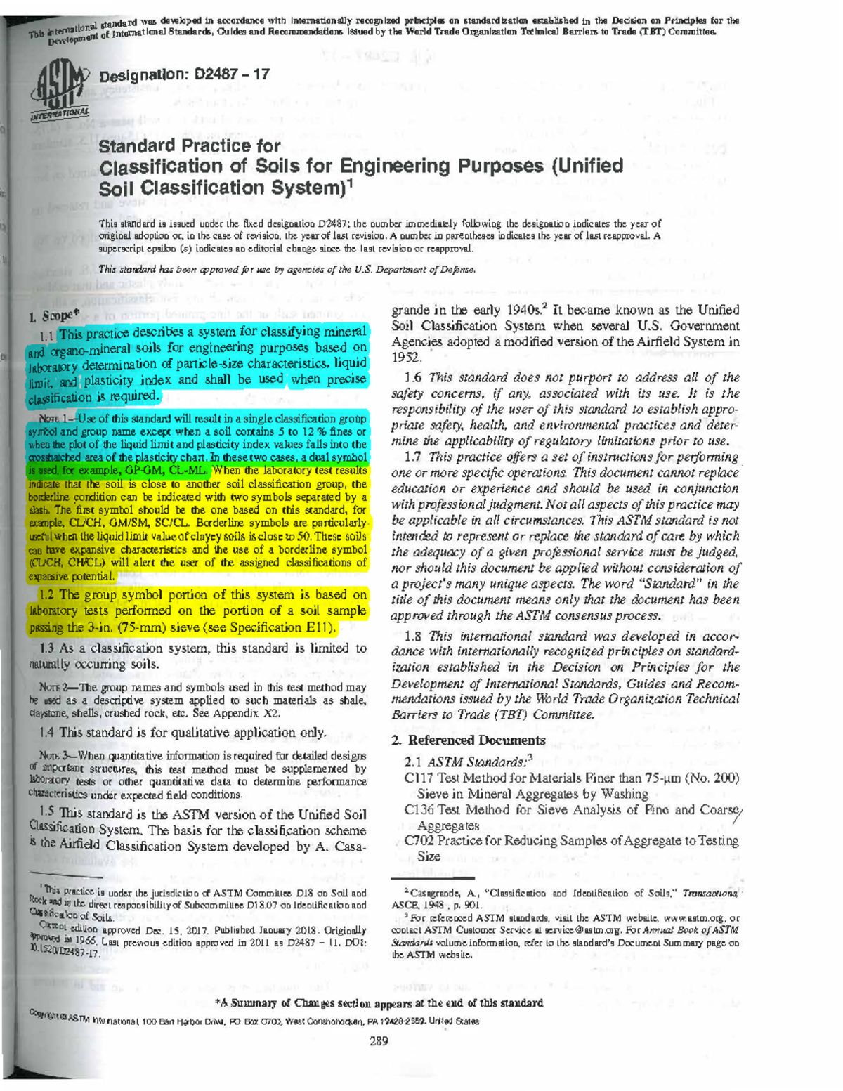 ASTM D2487-17: Standard Practice for Soil Classification in Engineering ...