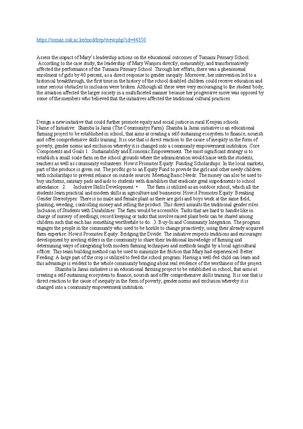 Leadership Impact on Educational Outcomes: A Case Study of Tumaini ...