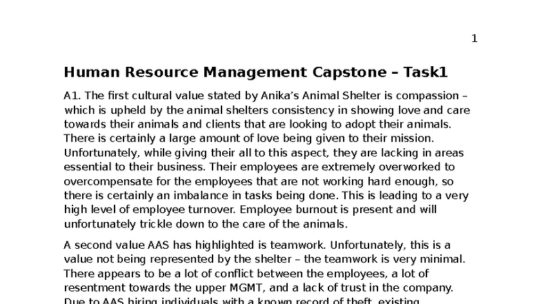 WGU HRM Capstone D360 Task 1: Analyzing Cultural Values & Recruitment ...