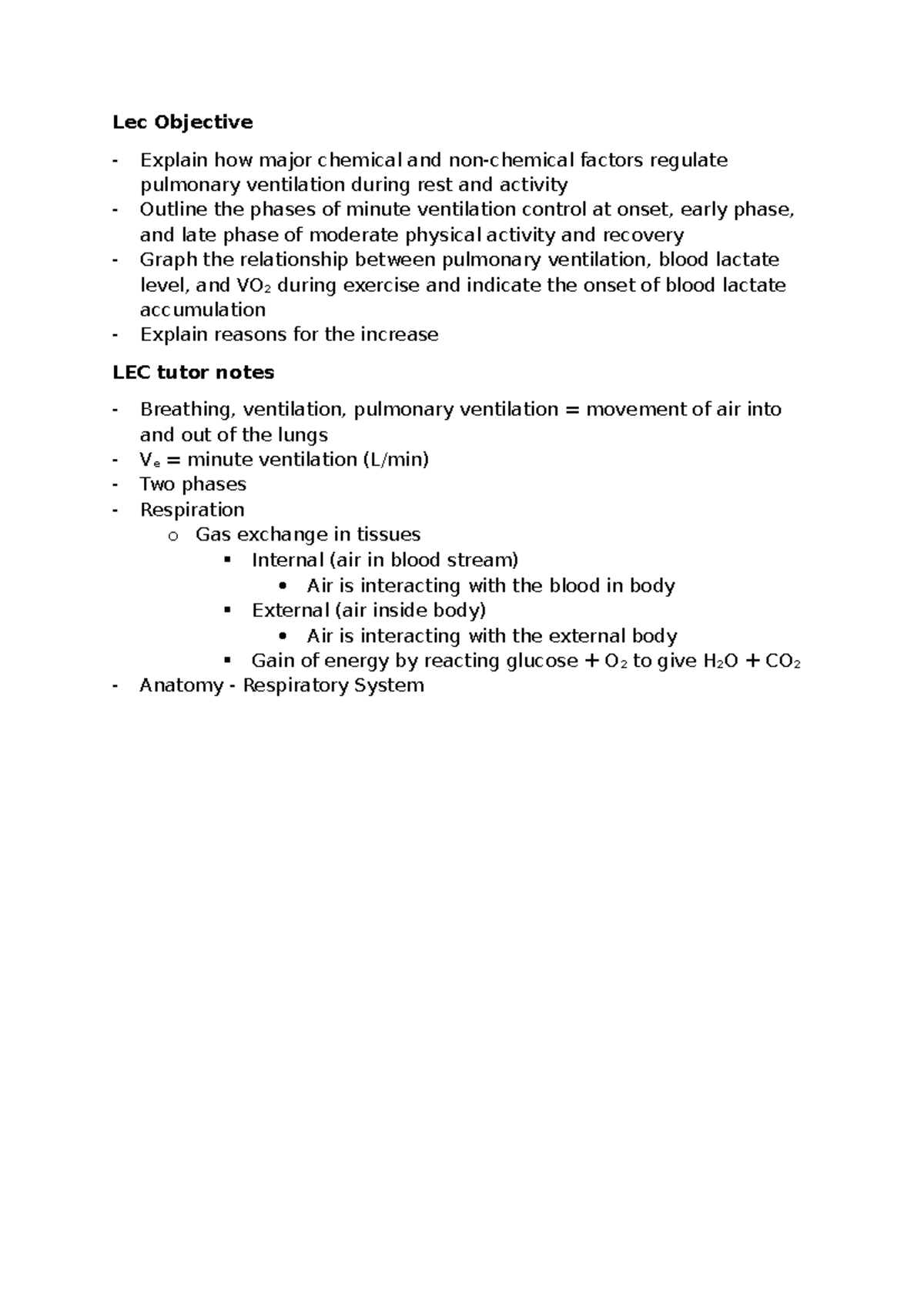 Lec: Pulmonary Ventilation & Regulation in Exercise Physiology (EXPH ...