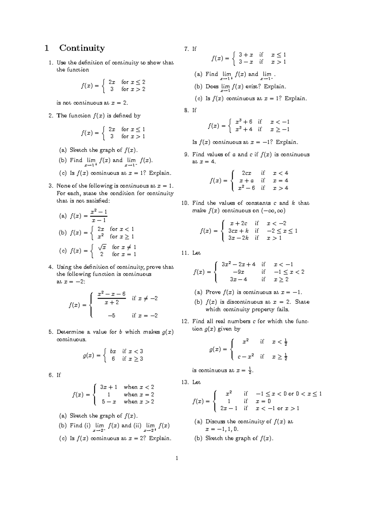 Calculus 101: Understanding Continuity in Functions - Studocu