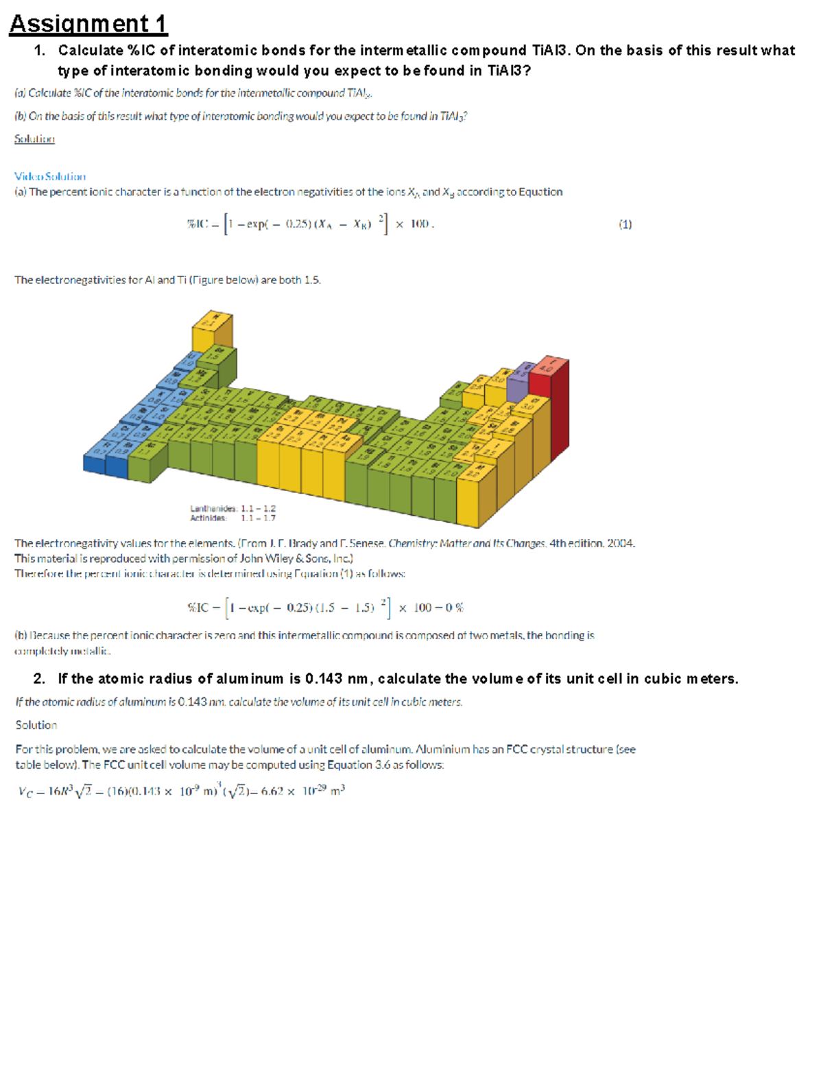 Materials Science Assignments (MSE 101): Interatomic Bonds and Diffusion - Studocu