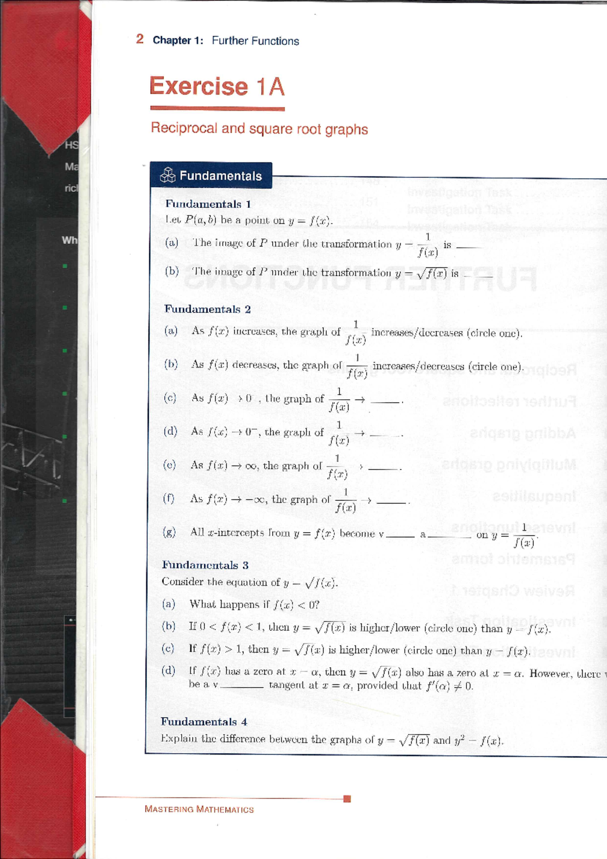 Mathematics Worksheets: Chapter 1A - Reciprocal & Square Root Graphs ...