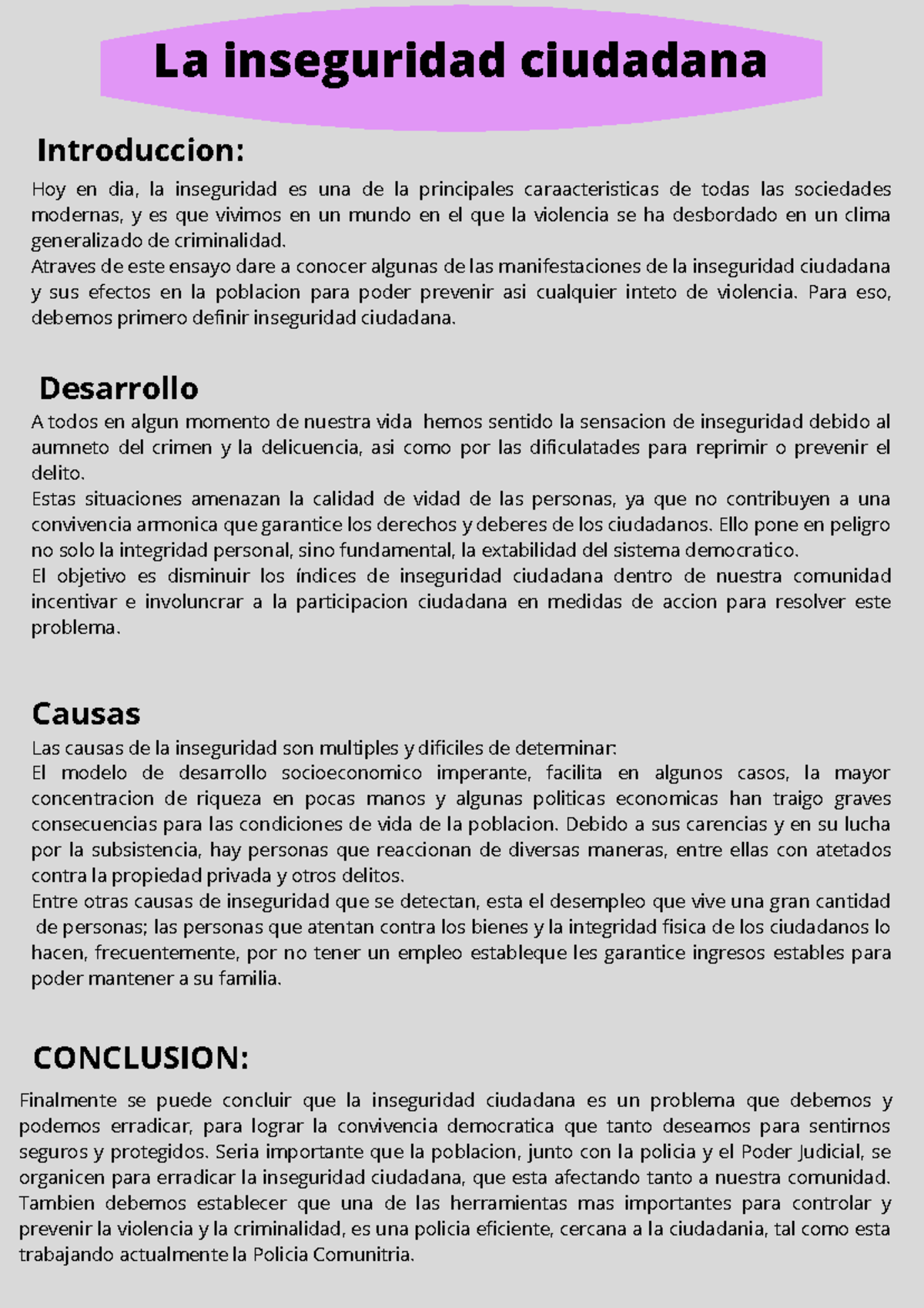 Inseguridad Ciudadana: Causas, Efectos y Prevención en la Comunidad ...