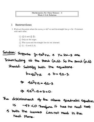 Week 2 - week-2 graded assignment - Week 2 New Questions Mathematics for Data Science - 1 A ray ...