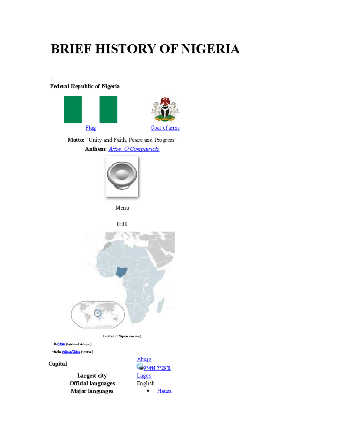A Comprehensive Overview of Nigeria's History and Development - Studocu
