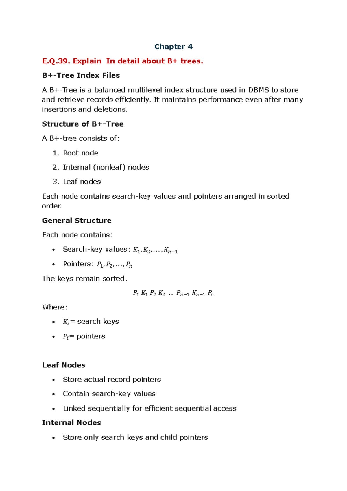 Ch 4-5 DBE Notes: Trees, Indexing, and File Organization in DBMS - Studocu