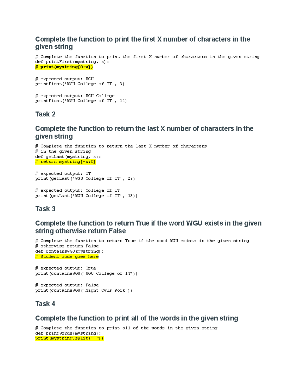 Py Ch 8 Tasks - Python Programs - Complete the function to print the ...