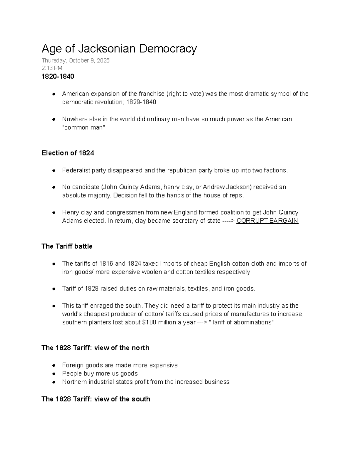 The Age of Jacksonian Democracy: Key Events & Impacts (1820-1840) - Studocu