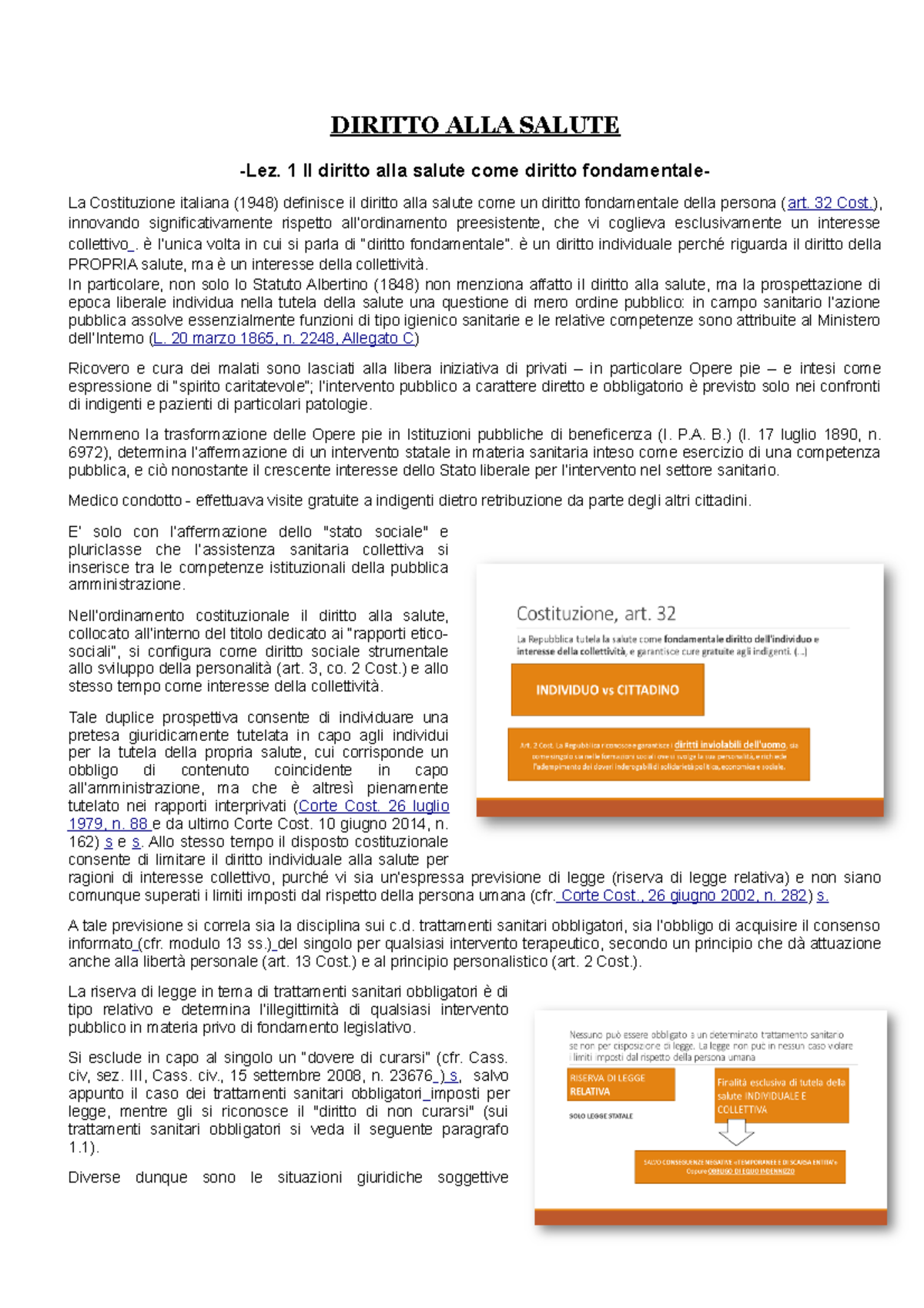 Diritto alla salute - appunti del corso - DIRITTO ALLA SALUTE -Lez. 1 ...
