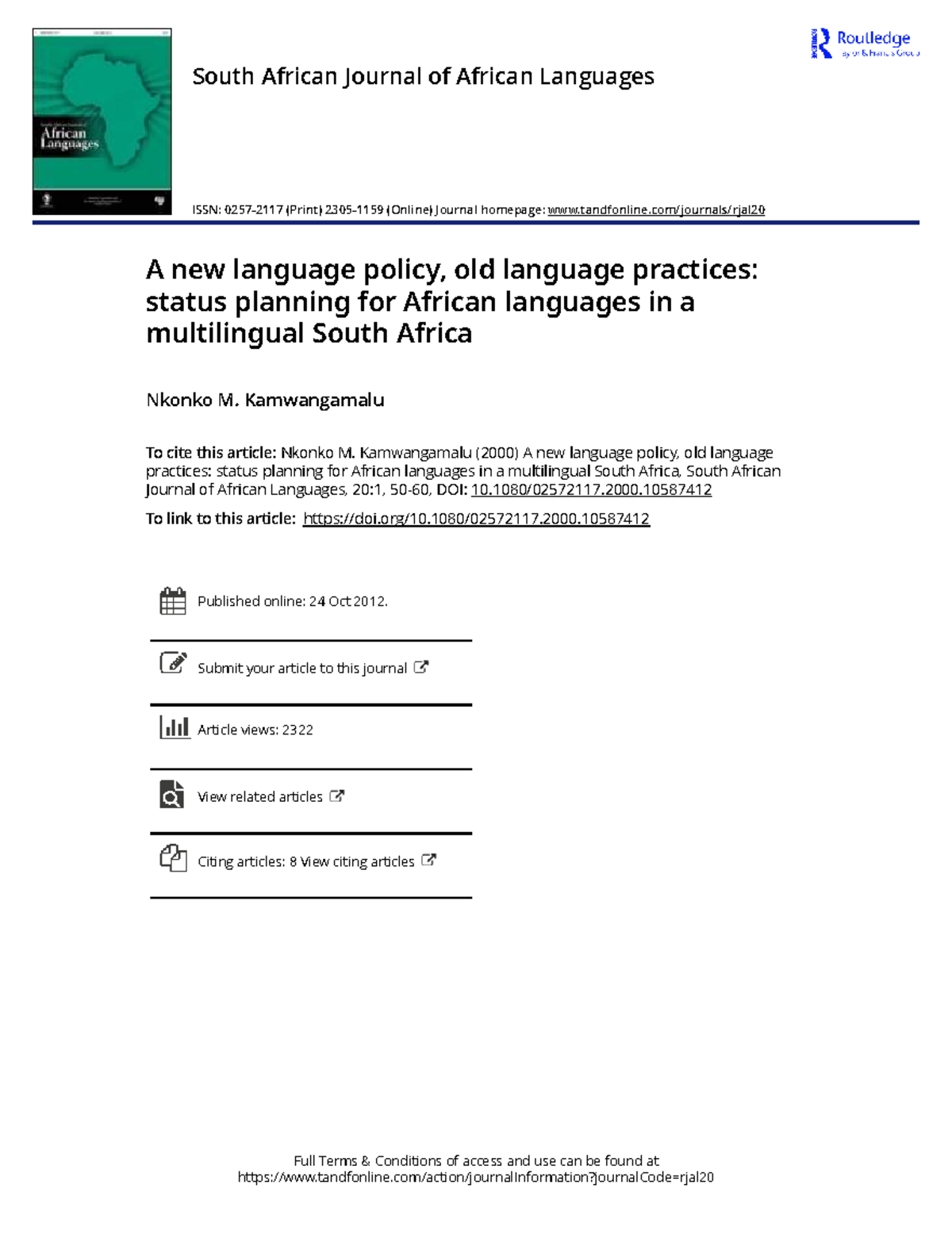 A new language policy and old practices: African languages in SA - Studocu