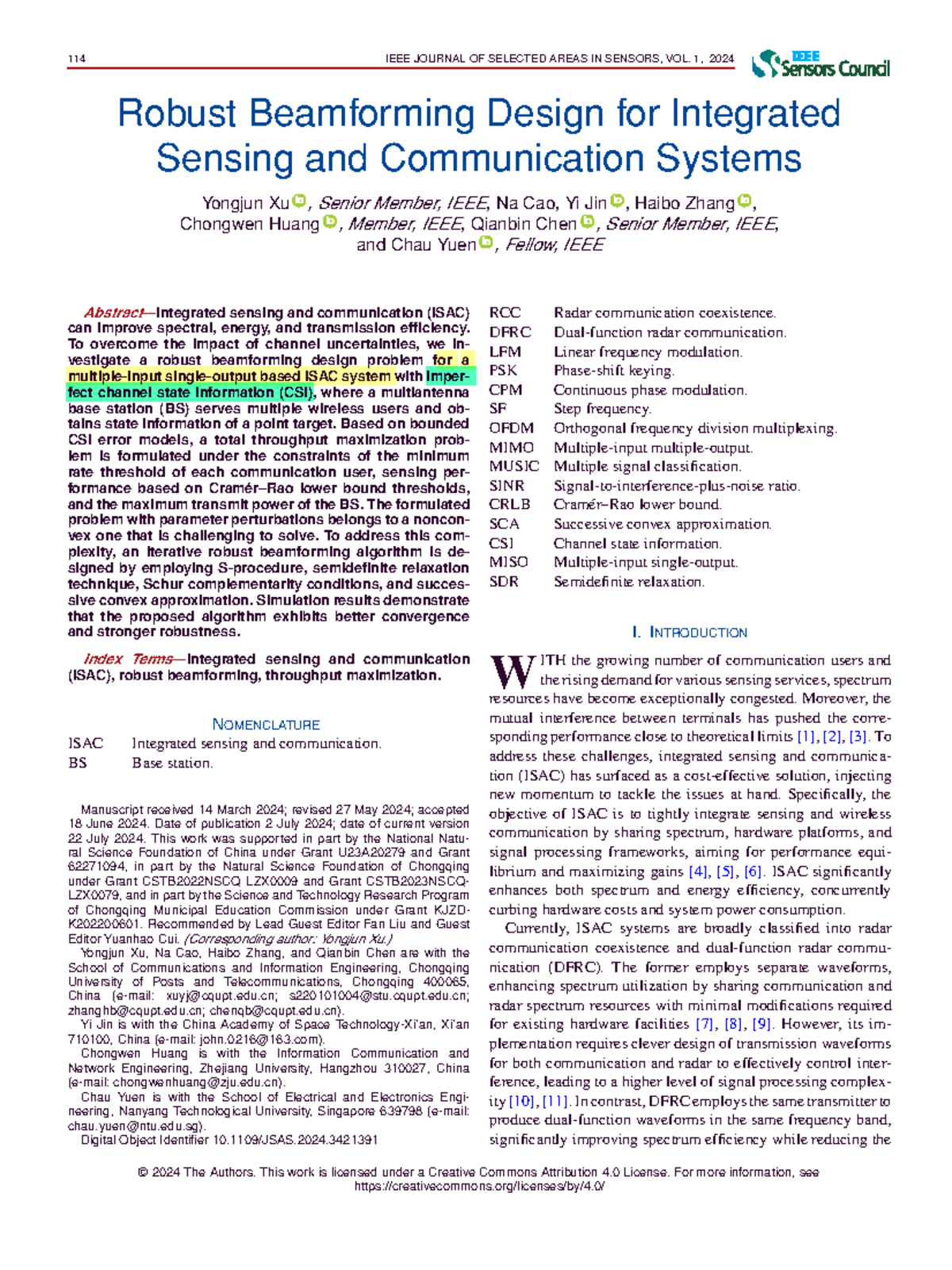 Robust Beamforming Design for ISAC Systems (114) - Studocu