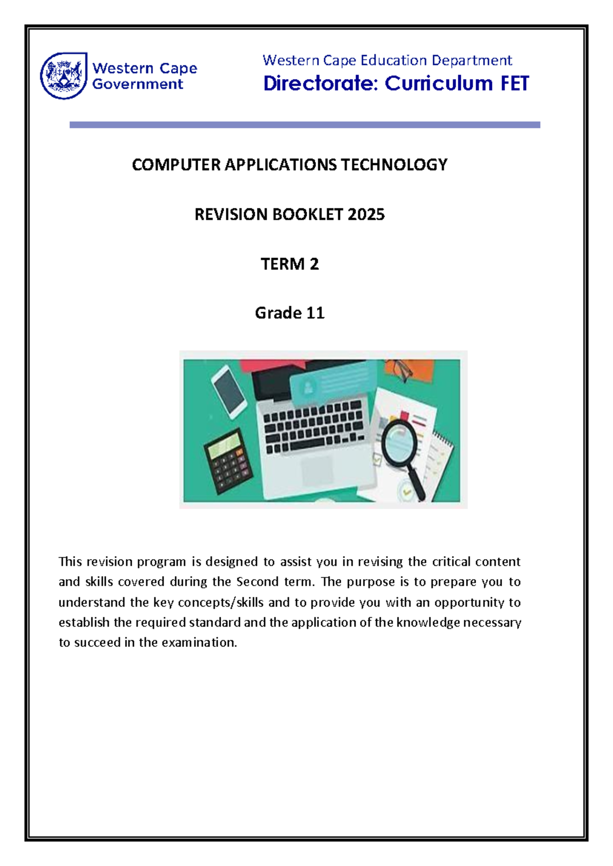 CAT Grade 11 Term 2 Revision Booklet 2025: Key Concepts & Exercises ...