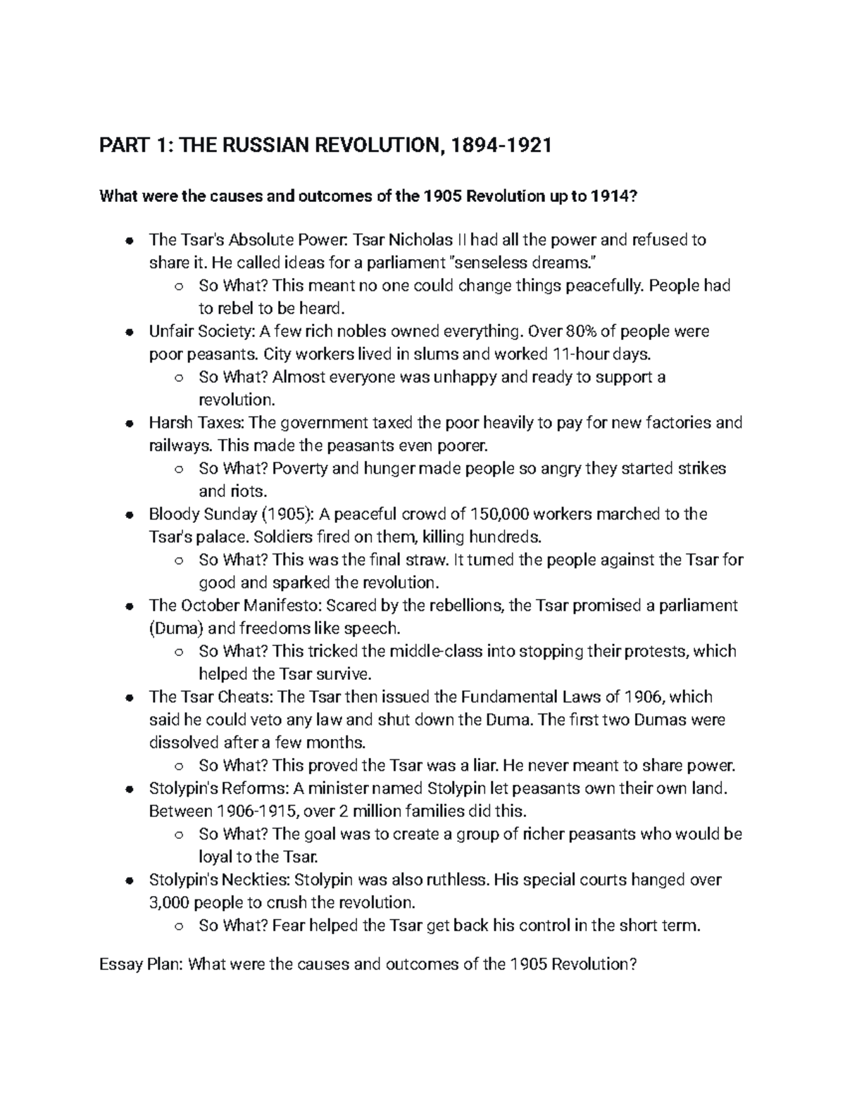 Russia 3: Causes and Outcomes of the Russian Revolutions (CIE A-Level ...