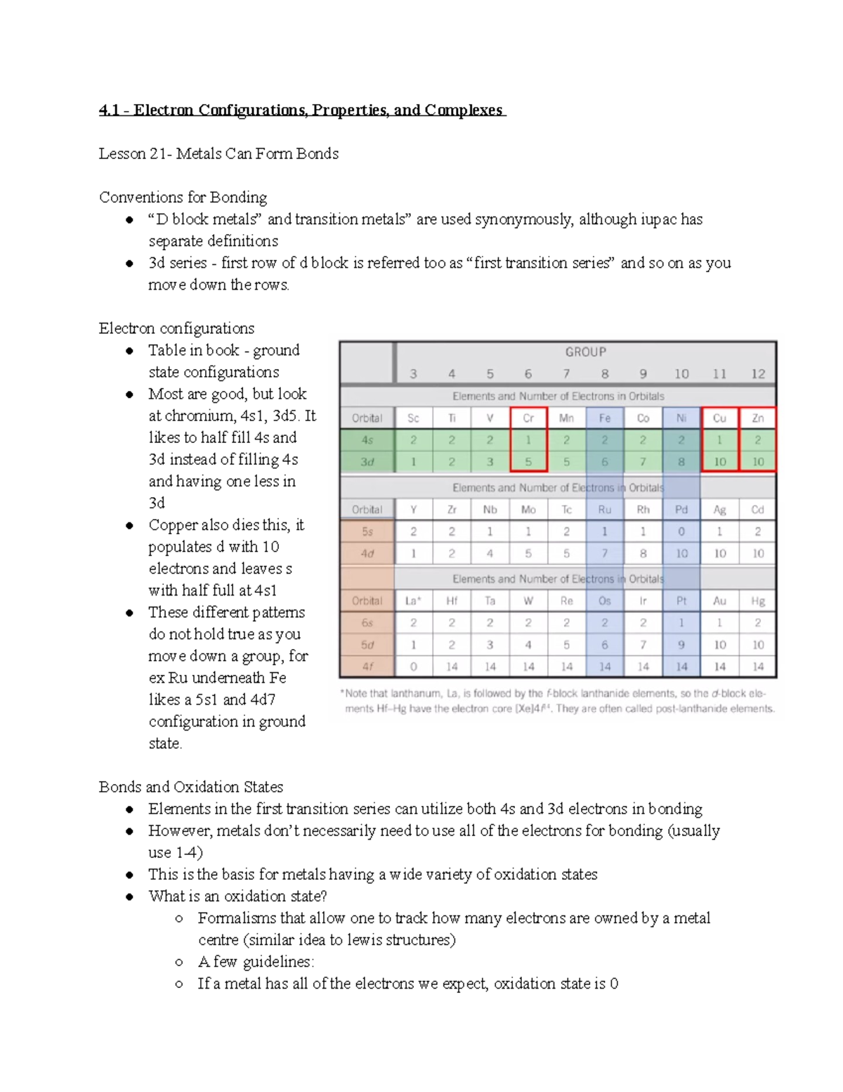 Chem 1301 Module 4.1: Electron Configurations & Transition Metal ...