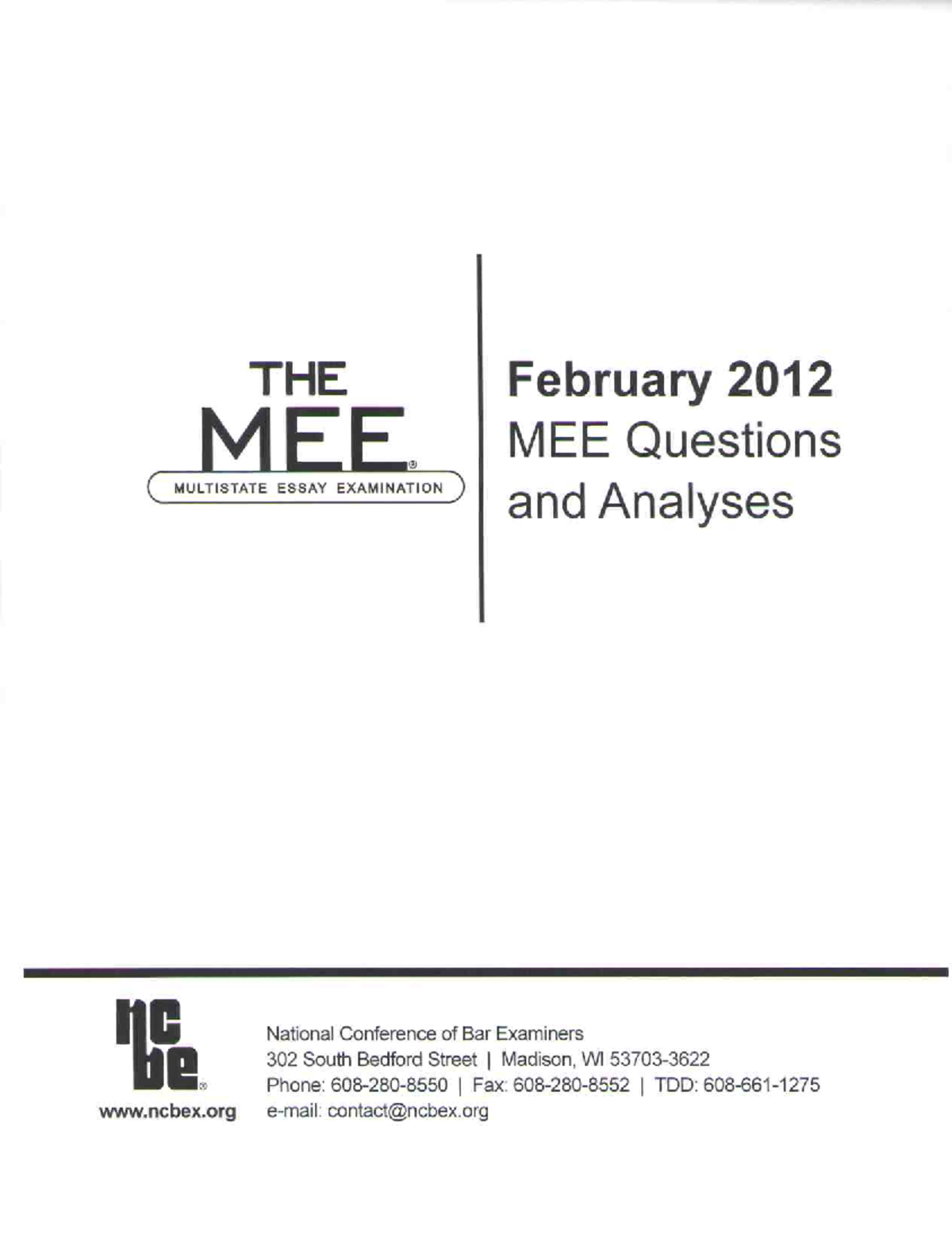 Feb 2012 Corporate MEE Analysis Report - Studocu