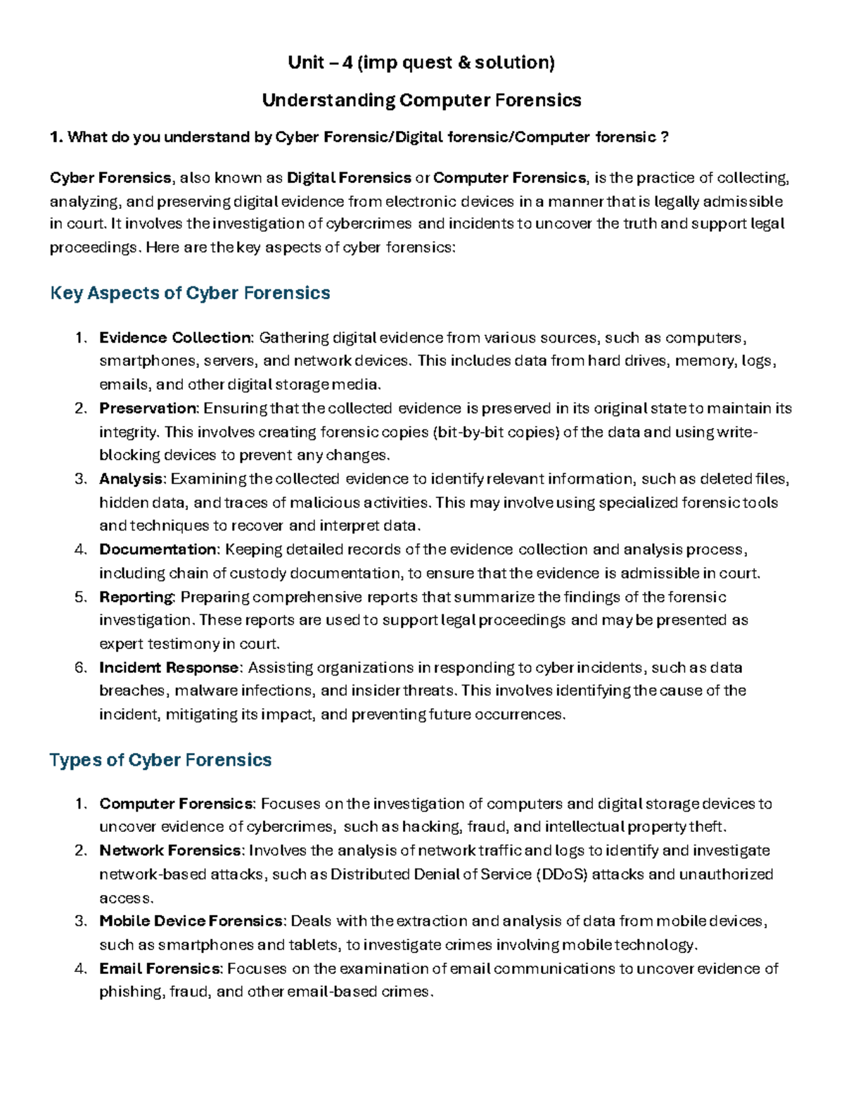 Cyber security unit 4 imp quest & solution - Unit – 4 (imp quest ...