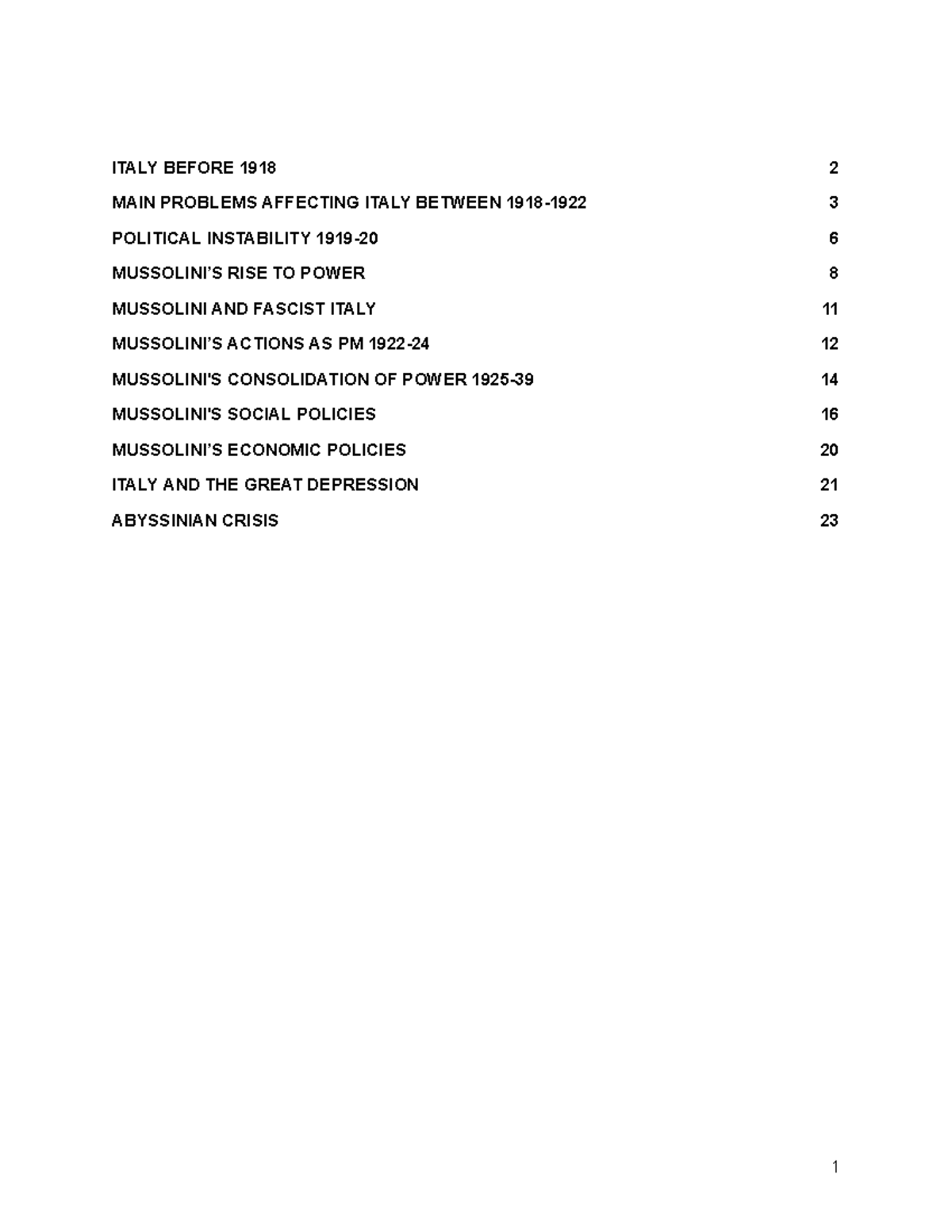 ITALY (HIST 101): Political Instability and Mussolini's Rise to Power ...