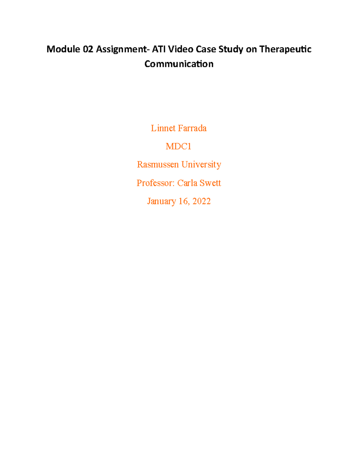 NUR2356 Module 02 Assignment Ati video Linnet Farrada - Module 02 ...