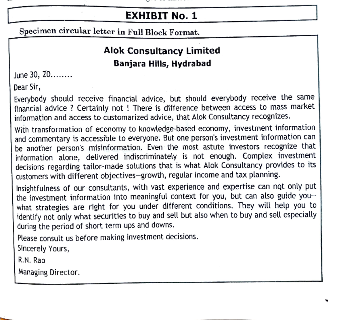 Circular Letter Format